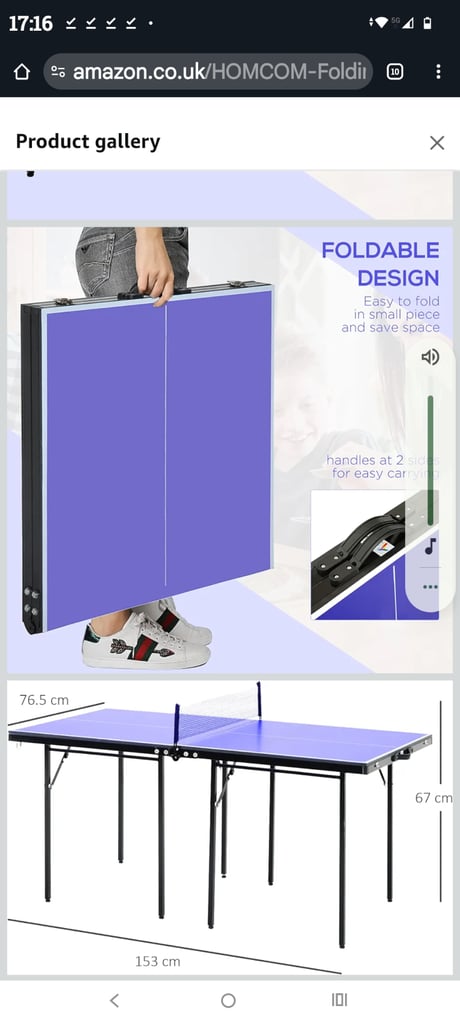 HOMCOM Pro 5ft Mini Table Tennis Table Set RRP£75 Professional Net ...