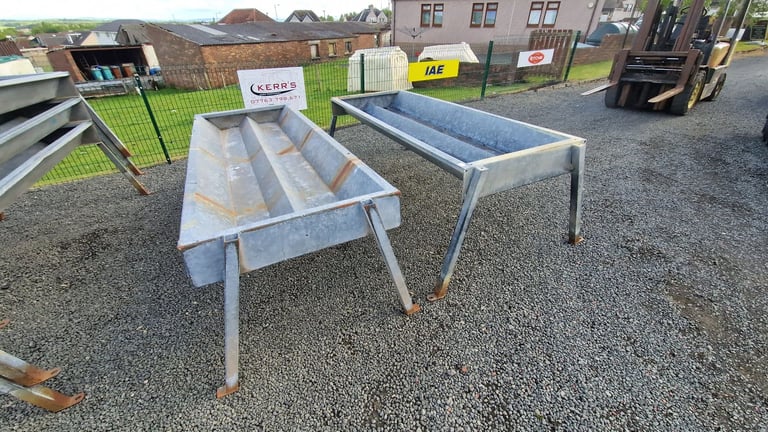Choice of 8ft galvanised double cattle feeding troughs farm livestock ...