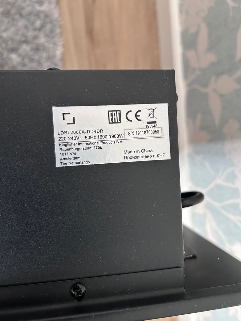 Electric Fire Wall Hung 1600-1900W flame effect with remote control ...