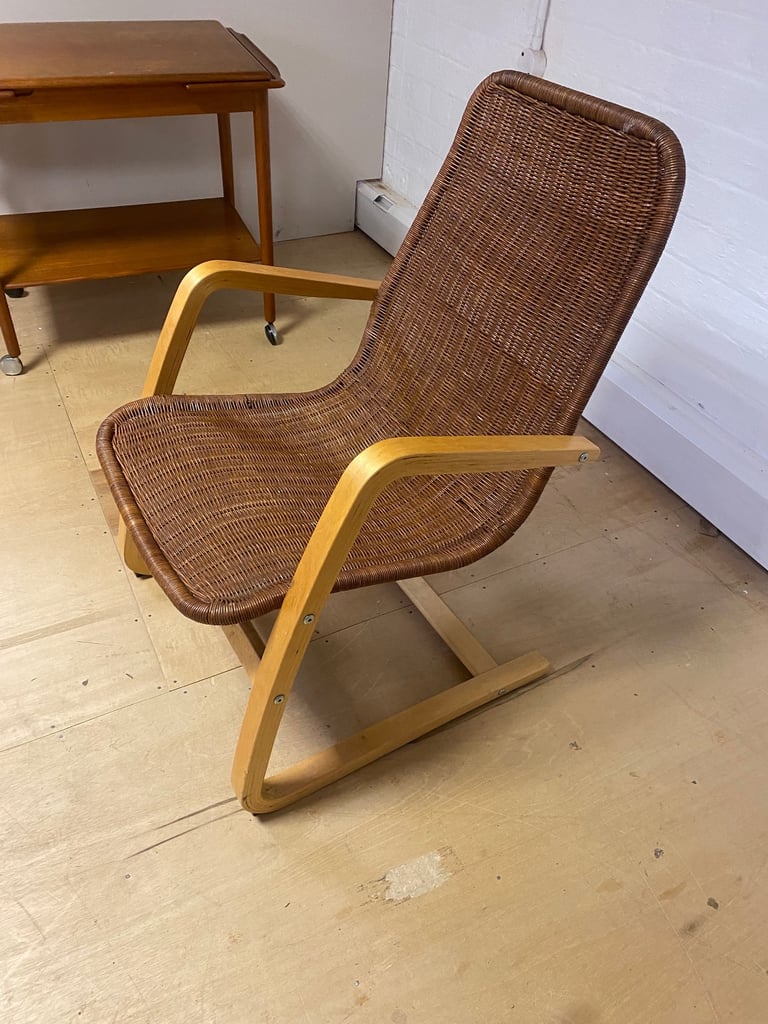 Vintage IKEA Öland Wicker and Bentwood Cantilever Armchair | in ...