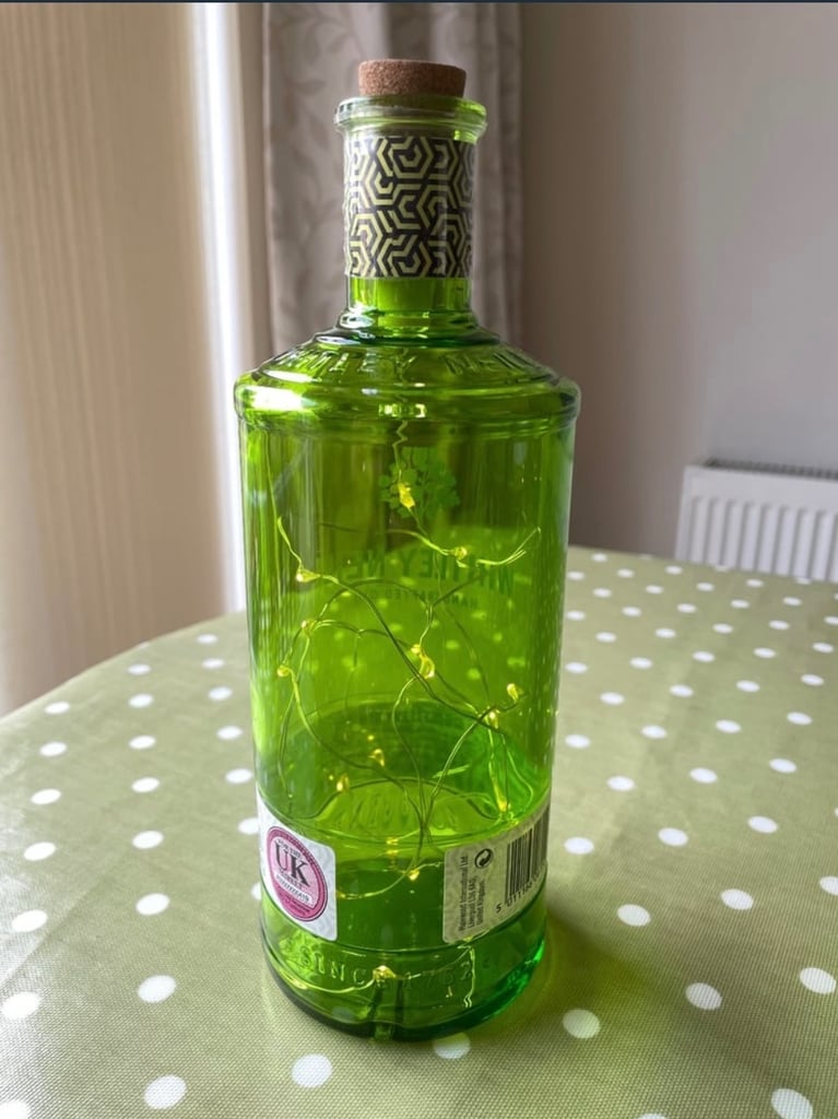 Empty Whitley Neill Green Glass Bottle with USB Re-chargeable Fairy ...