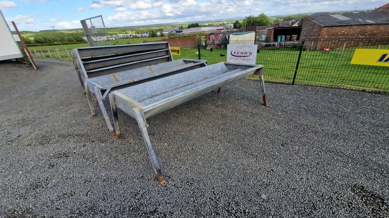 Choice of 8ft galvanised double cattle feeding troughs farm livestock ...