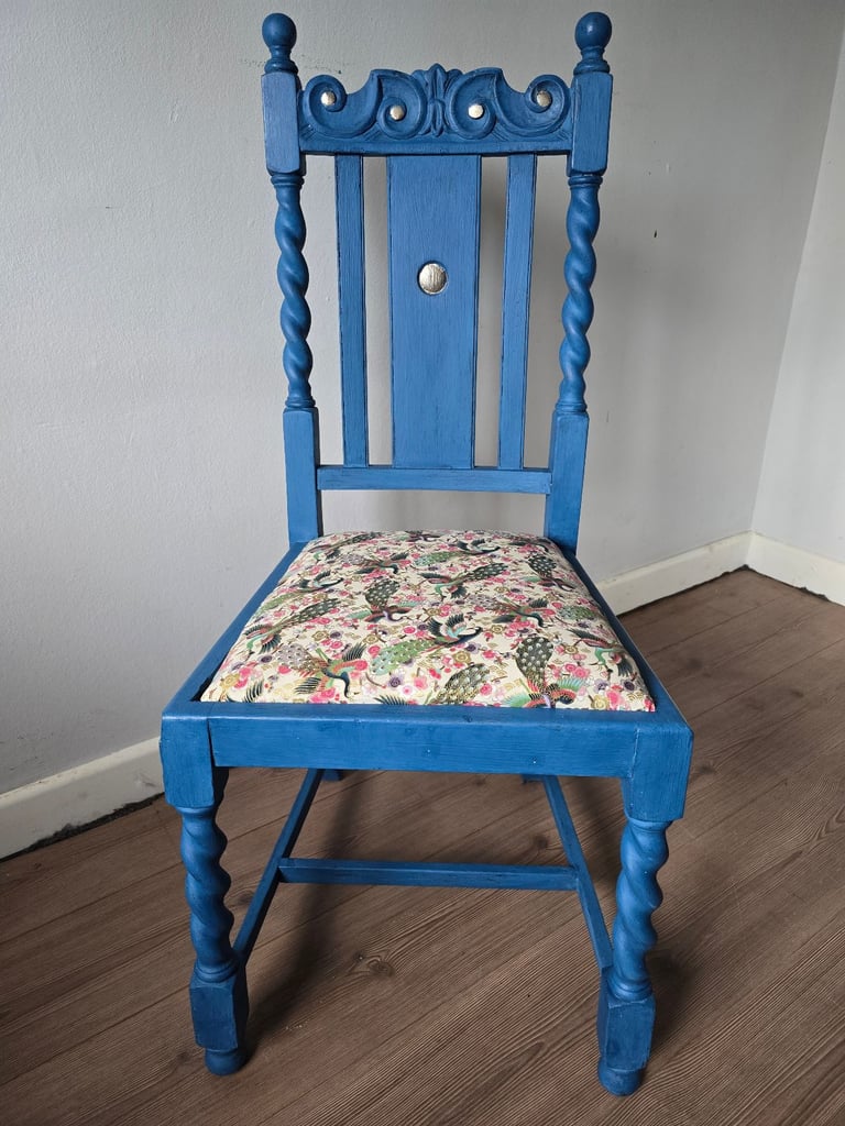 REFURBISHED Set of 4 Boho Vintage Dining Chairs Throne Style Peacock ...