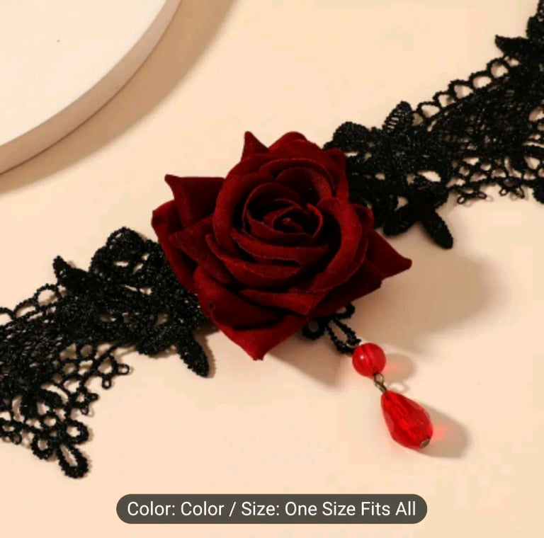 Red Rose Choker Necklace For Women Vintage Flower Pendant jewellery ...