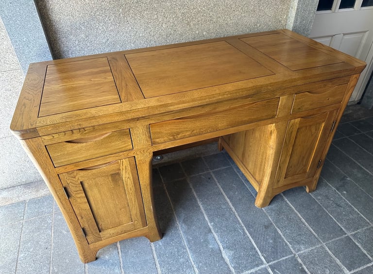 Orrick Rustic Solid Oak Office Computer Desk Dressing Table Drawer ...