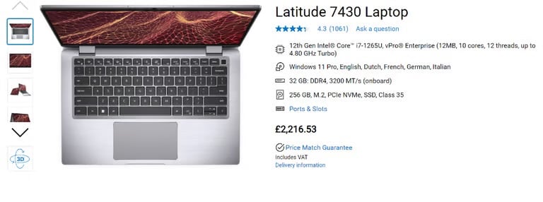 RRP: £1999 Dell Latitude i7 10 Core,512GB SSD,16GB RAM,14 INCH, Windows ...