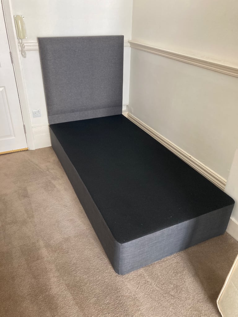 good quality solidly built single divan bed base with headboard | in ...