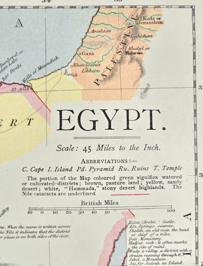 1880s Antique Victorian Atlas Large Map of Khedivate of Egypt Mason&Payne ~ 47cmx34cm | in ...