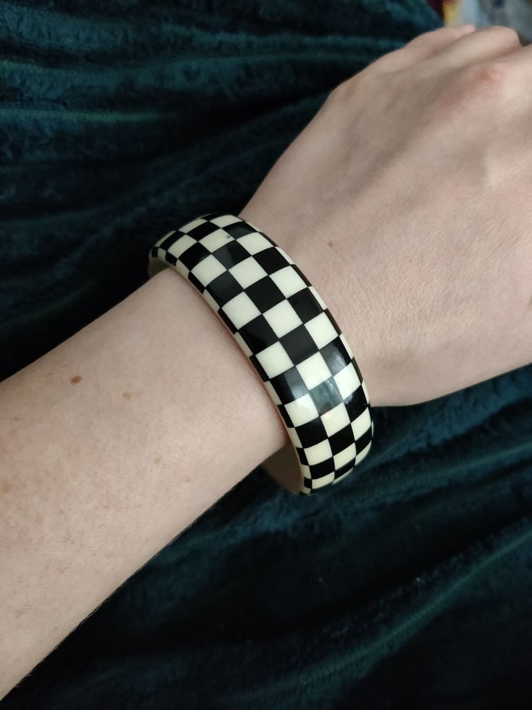 Vintage Plastic Black & White Checkered Bracelet | in Bedworth ...