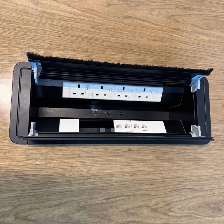 6-Person Oval Conference Table, Power Module, Oak Top, Black / Chrome ...