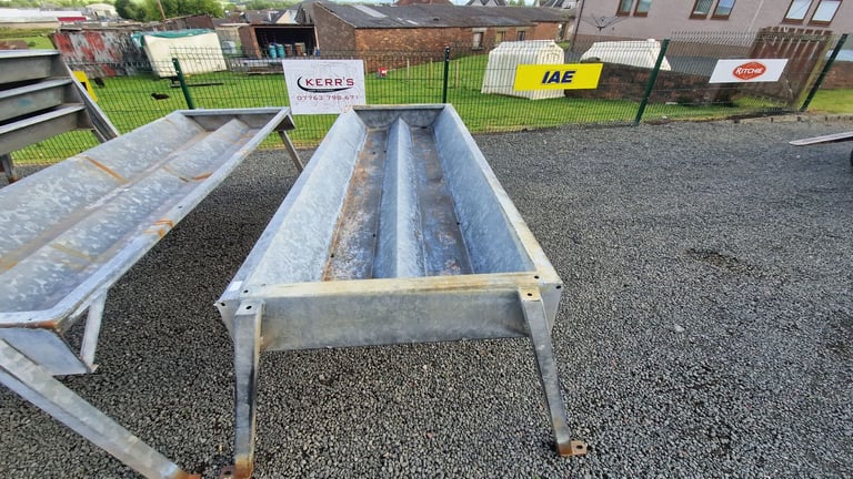 Choice of 8ft galvanised double cattle feeding troughs farm livestock ...