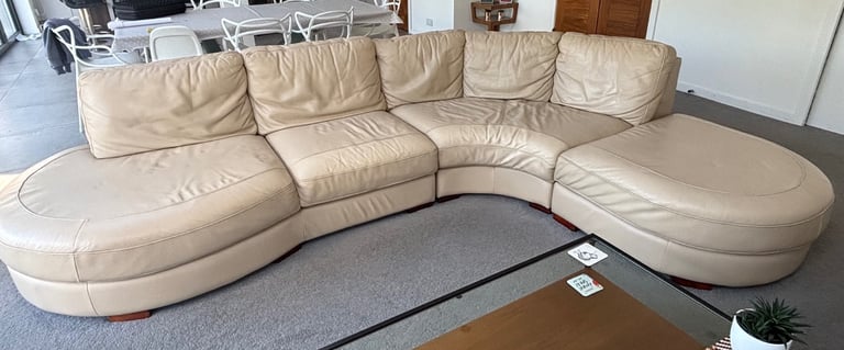 DFS Corner / L Shaped Sofa - Cream Leather | in Poole, Dorset | Gumtree