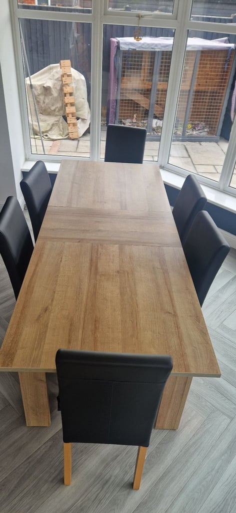 ARGOS Extendable Miami Oak Dining Table & Six Chairs | in Crewe ...