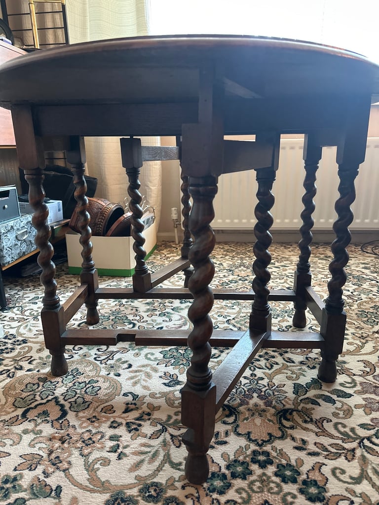 Antique Dark wood foldable dining/side table - W92cm, L118cm, H72cm ...