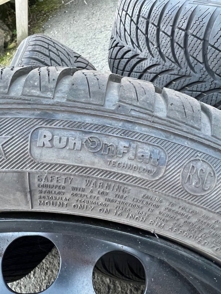 4 x Run Flat Winter Tyres (on wheels) like new – 195 x 55 x 16 Goodyear ...