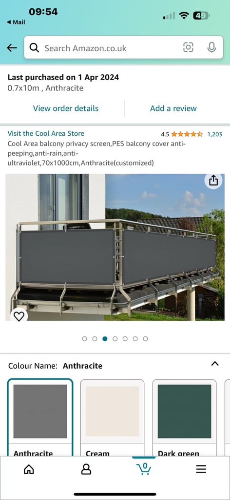 Balcony privacy screen anthracite grey 0.55 x 10 metres £35 | in Leith ...