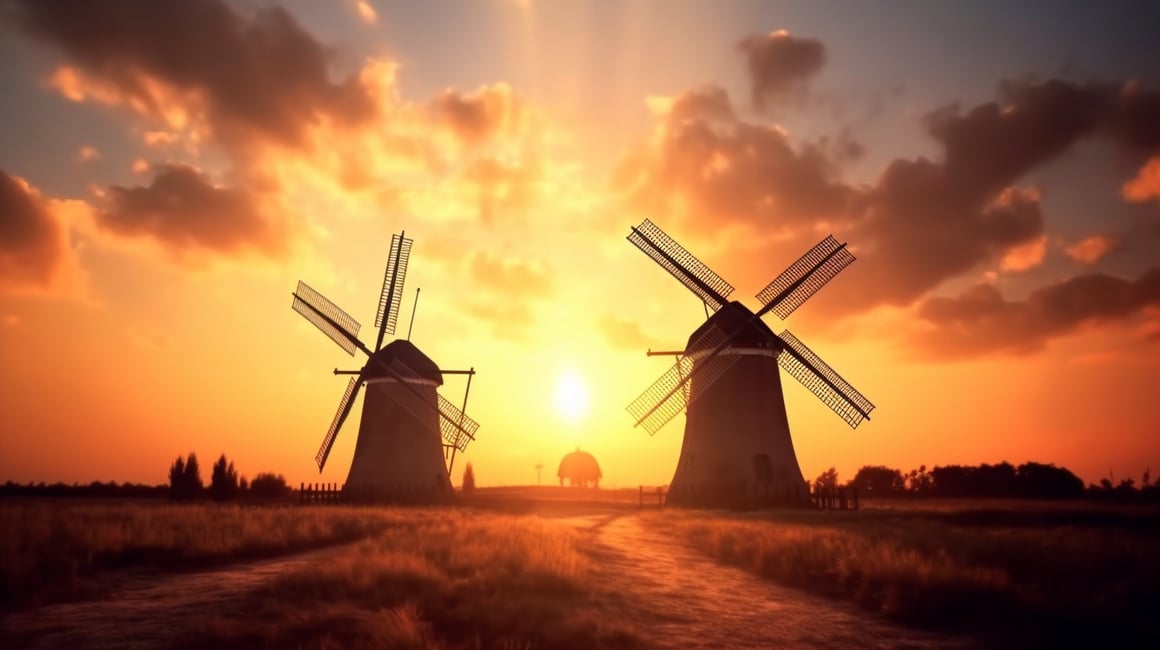 Vintage Windmill Cinematic Journey: PowerPoint Background Prompt ...