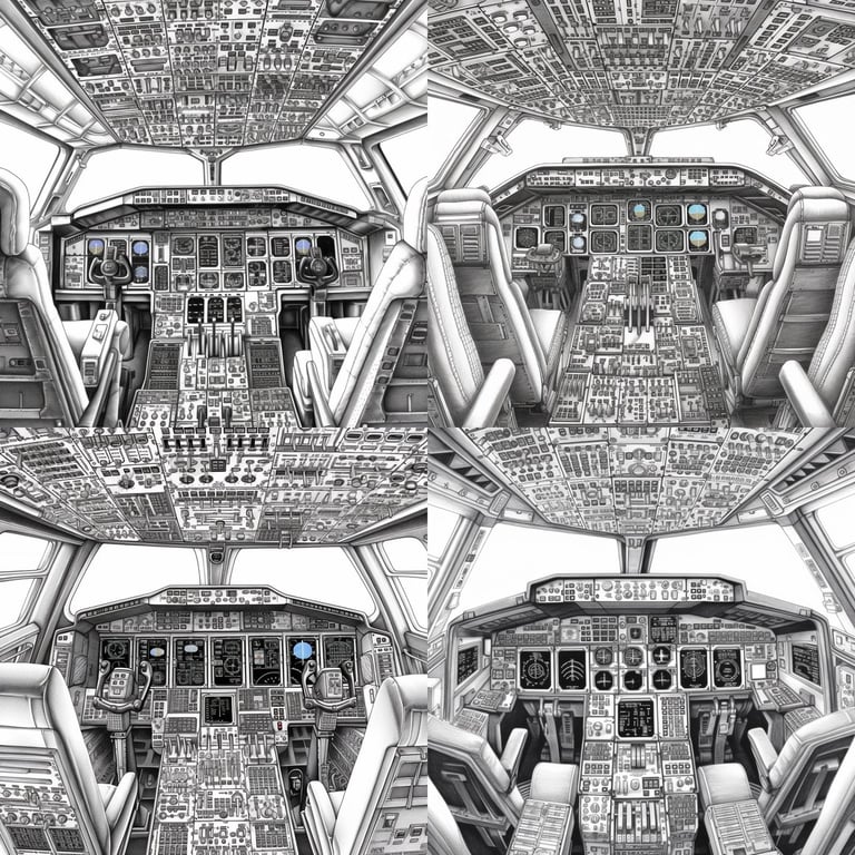 Hand-drawn Airbus A380 Cockpit Illustration Prompt | NeoPrompt