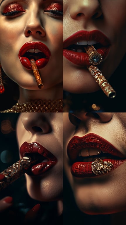 Ultra-Detailed Hollywood Glamour: Woman Biting a Cigar Prompt | NeoPrompt