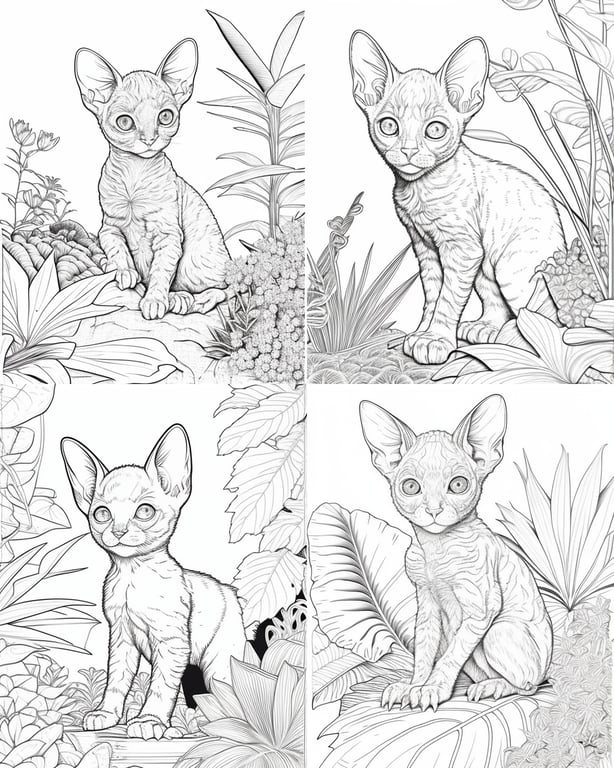 Mid-Journey Devon Rex Kitten Coloring Page Prompt | NeoPrompt