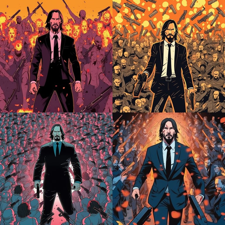 John Wick: Animated Mayhem in 4K Prompt | NeoPrompt