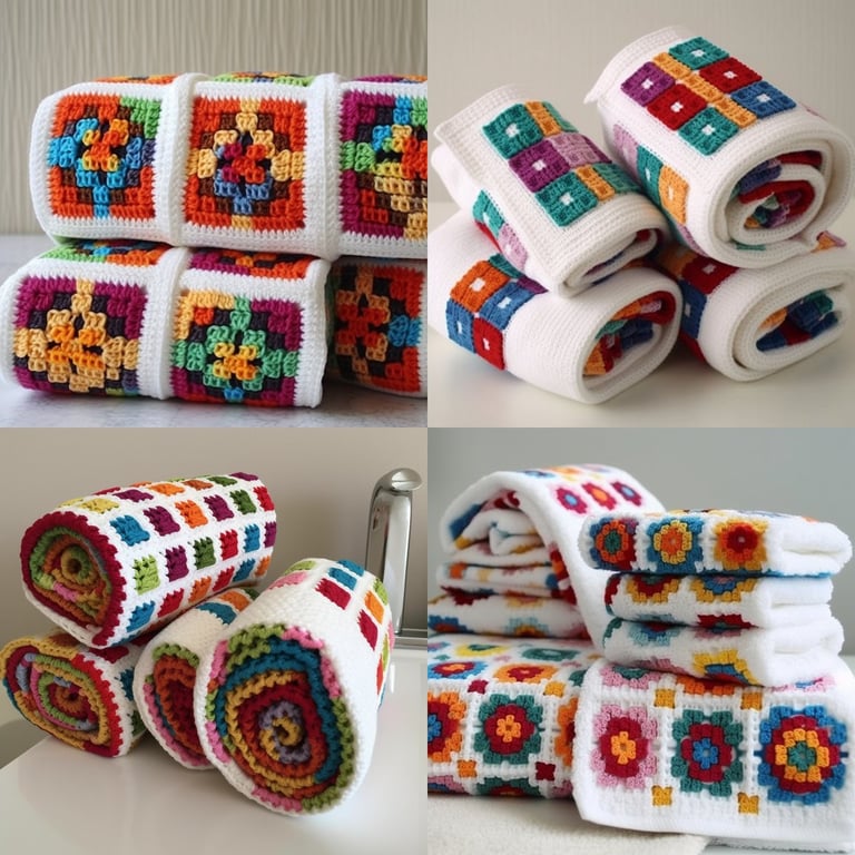 Explore Our Turkish Cotton Granny Square Pattern Bathroom Set Prompt ...