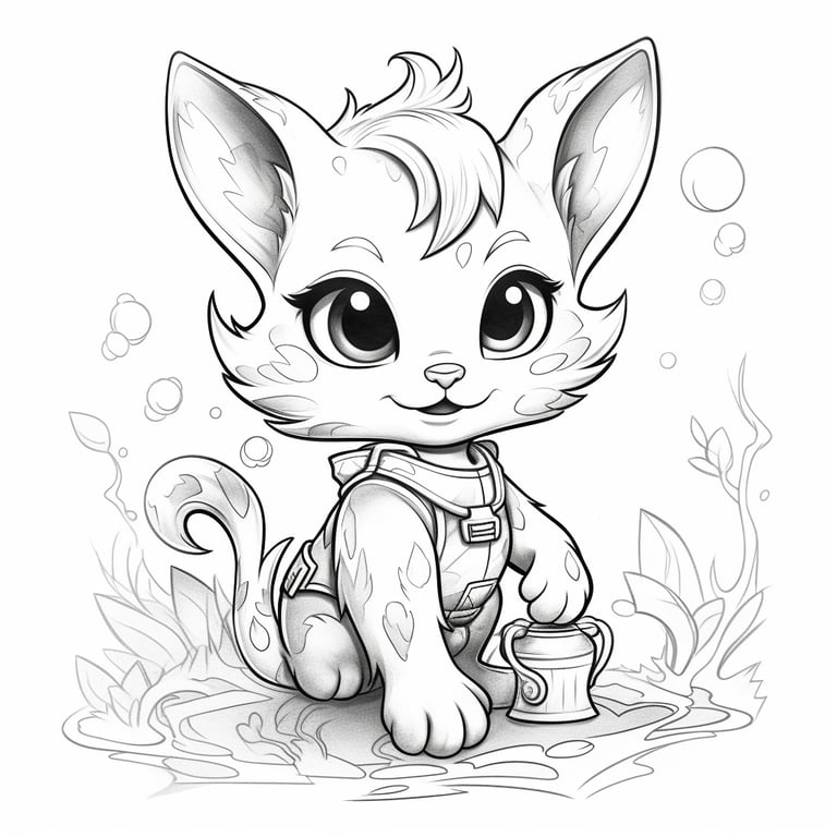 Midway Chibi Cartoon Coloring Page Guide Prompt | NeoPrompt