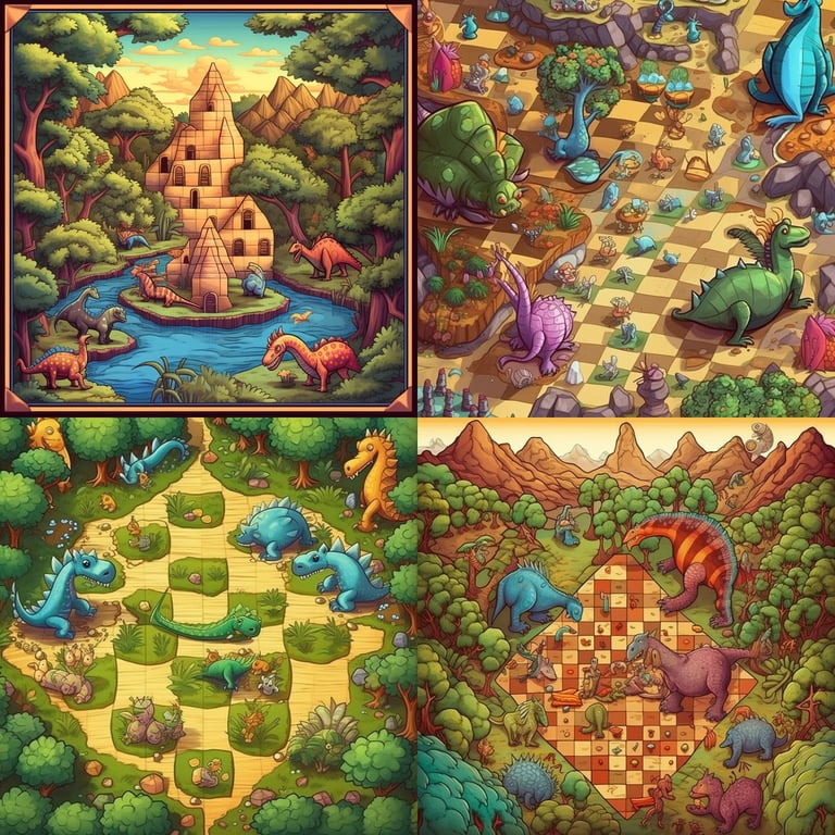 Dinosaur Kingdom Aerial Board Game Background Design Prompt | NeoPrompt