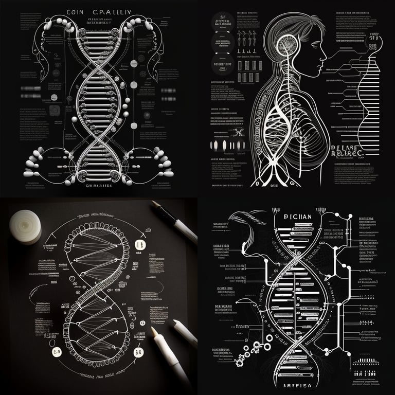 Creating a Flowchart-Style Line Drawing of the Central Dogma with White ...