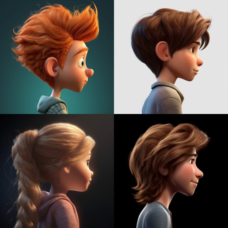 Disney Pixar Character's Mid-Journey Snapshot - Side View with ...