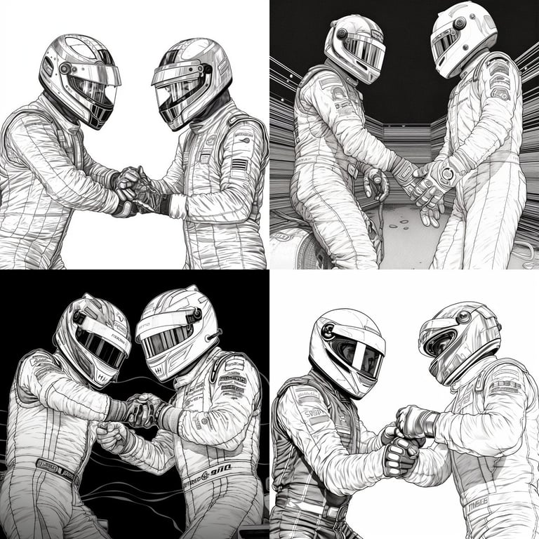 Coloring Book Sketch: Midnight Raceway Brotherhood Prompt | NeoPrompt