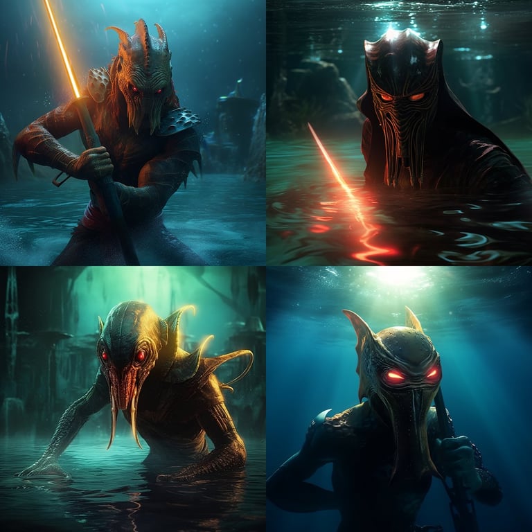 Sith Lord Jar Jar Binks Underwater Showdown Prompt Neoprompt