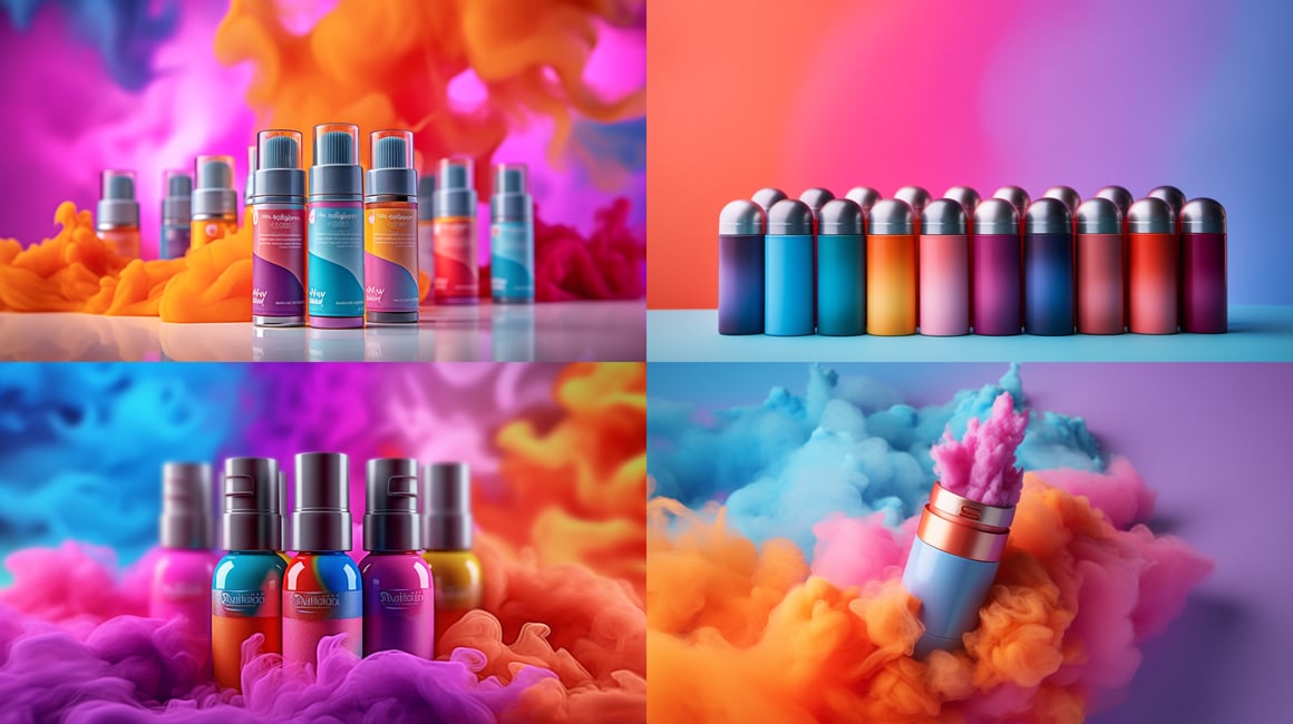 Mid-Journey Hyperrealistic Vape Product Reveal Photo Shoot with Vibrant ...