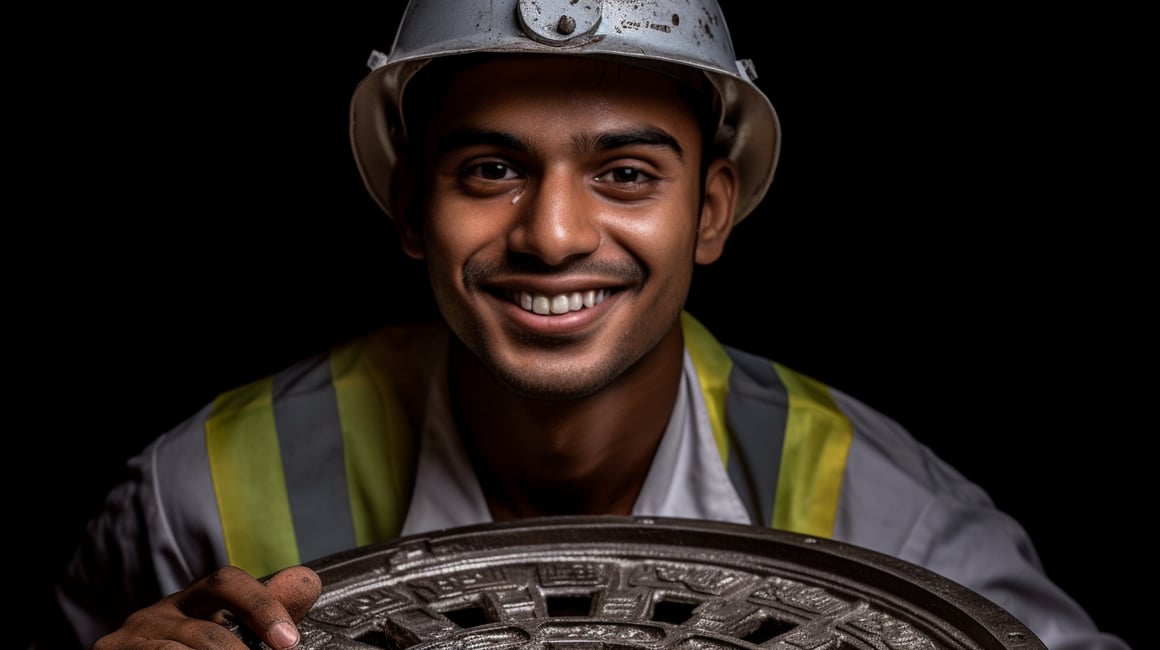 Detailed Commercial Studio Photography of an Indian Engineer with GFRP ...