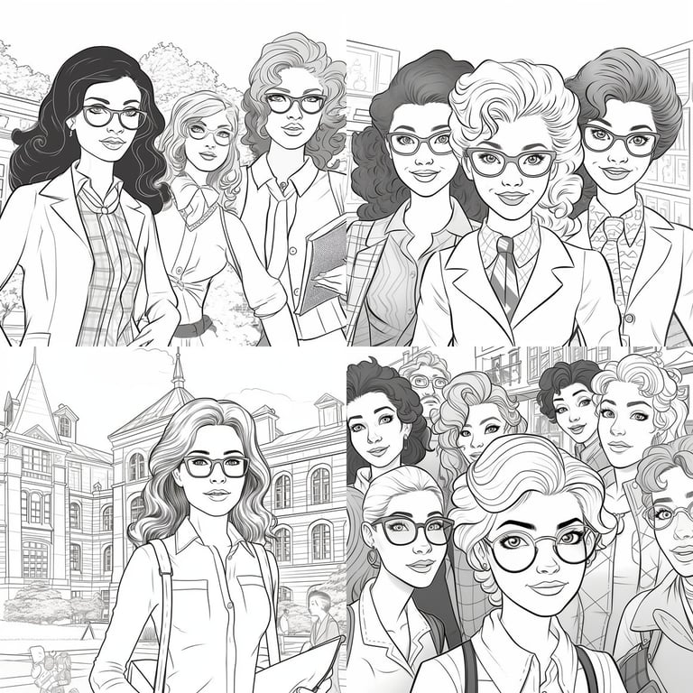 First Female University Student - Kids Coloring Page Prompt | NeoPrompt