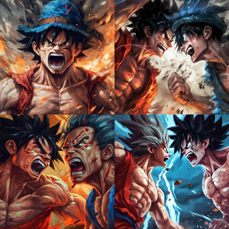 San Goku Ultra Instinct vs. Monkey D Luffy in 8K Prompt | NeoPrompt