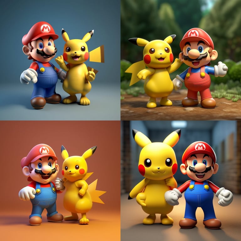 Super Mario Bros and Pikachu's Mid-Journey Adventure Prompt | NeoPrompt