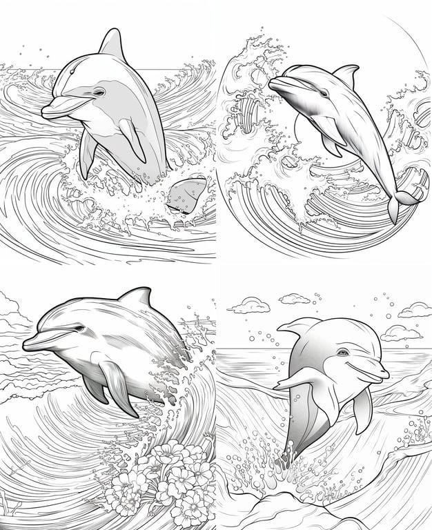 Midway Dolphin Adventure: Basic Kids Coloring Page Prompt | NeoPrompt