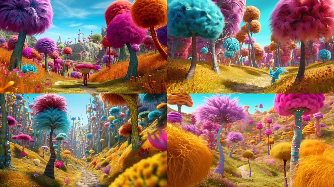 Vibrant Midway Journey Through Truffula Tree Forest - 8K Lorax 3D ...
