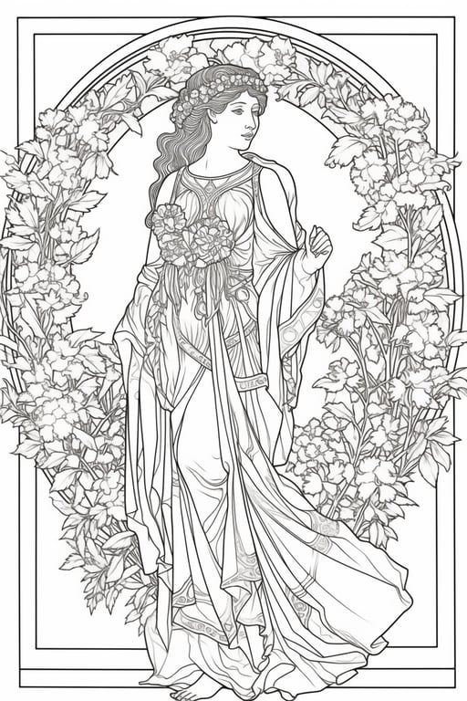Halfway through Laurel Flower Coloring Page with Simple Lines Prompt ...