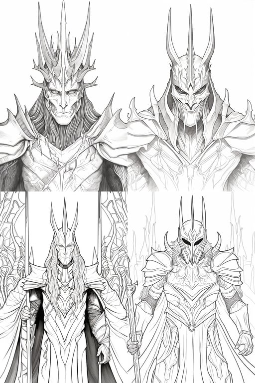 Midway Cartoon Style Sauron Coloring Page Prompt | NeoPrompt