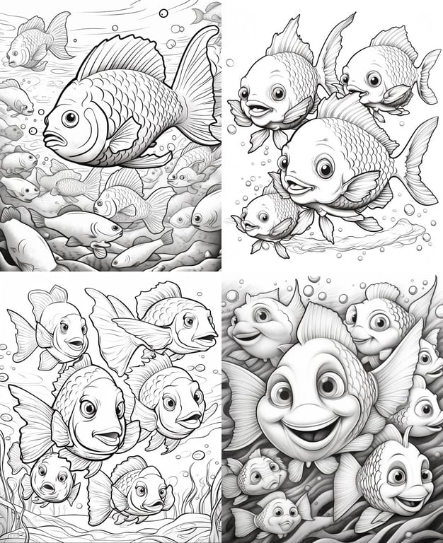 School of Happy Fish Coloring Page Activity Prompt | NeoPrompt