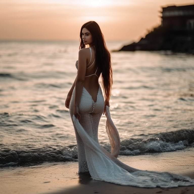 Midsummer Beach Sunset Photoshoot with a Hyperrealistic CG Mermaid Prompt | NeoPrompt