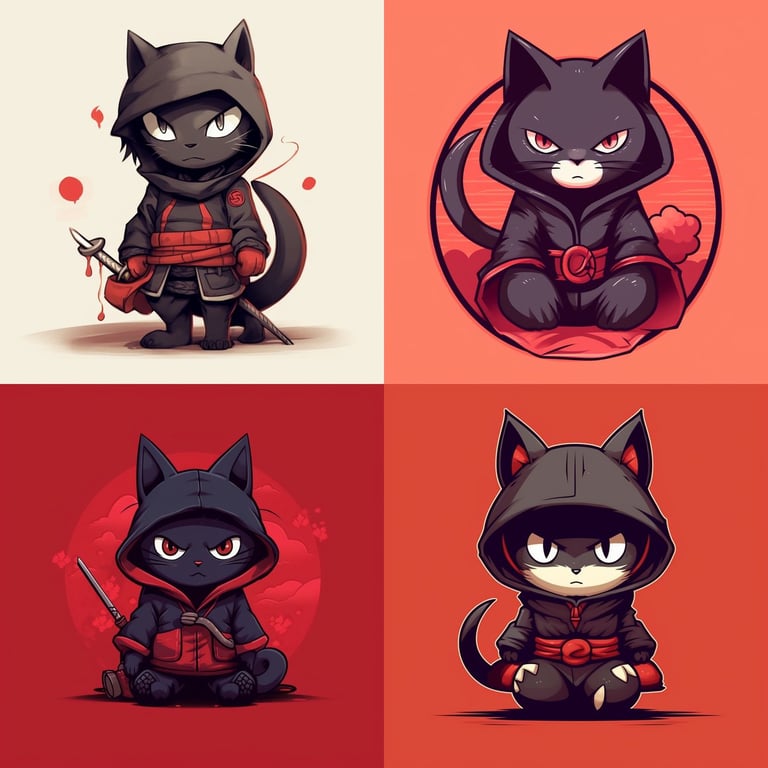 Ninja Cat as Itachi Uchiha in Sharingan Mode Prompt | NeoPrompt