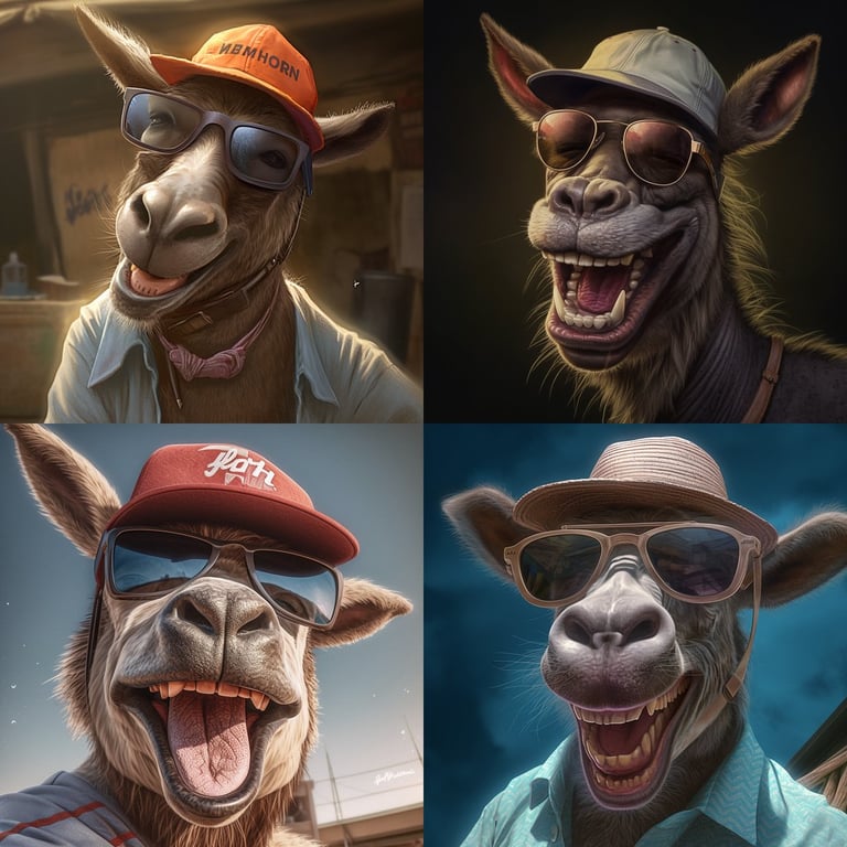 Sassy Donkey: Mid-Journey Photorealistic Portrait Prompt | NeoPrompt