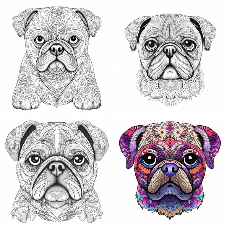 Pug Mandala Journey: Adult Coloring Page Prompt | NeoPrompt