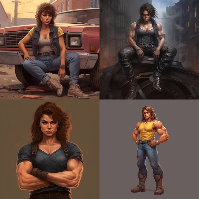 An 80s Female Bodybuilder in Fantasy Art Prompt | NeoPrompt