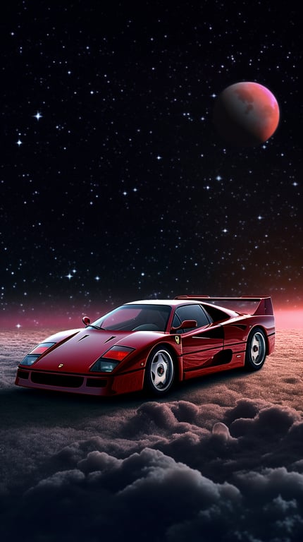 Riding Saturn's Rings: A Ferrari F40 Space Odyssey Prompt | NeoPrompt