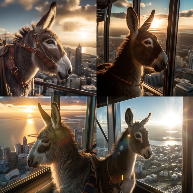 Journey's Apex: Donkey atop Auckland Sky Tower Prompt | NeoPrompt
