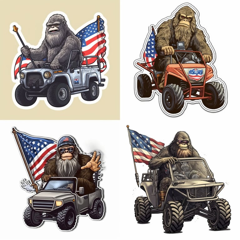 Patriotic Bigfoot UTV Ride: Sticker Design Challenge Prompt | NeoPrompt